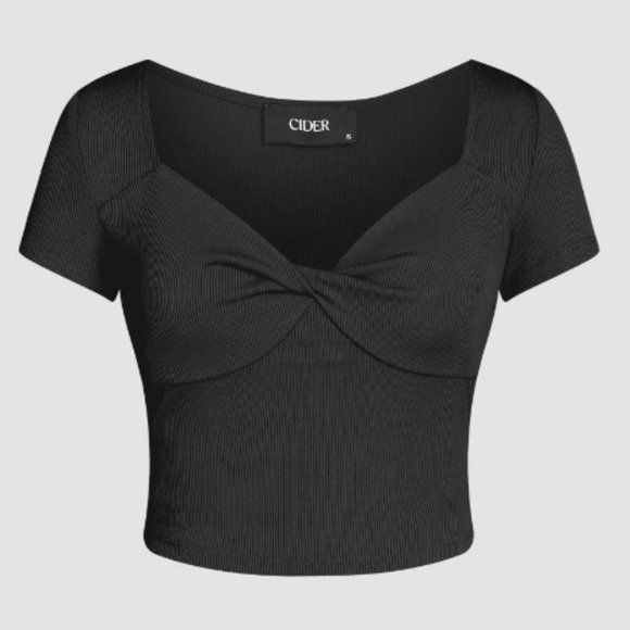 Cider | Tops | Cider Ruched Black Crop Cami Top Size 4 Nwt | Poshmark